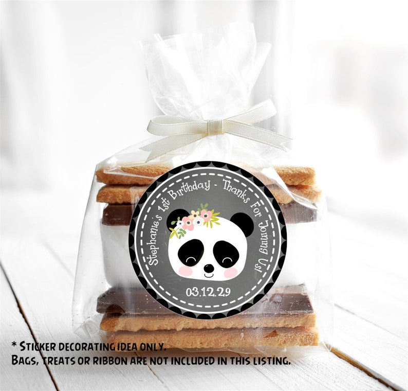 Girls Panda Birthday Party Sticker Labels Personalized Panda | Etsy