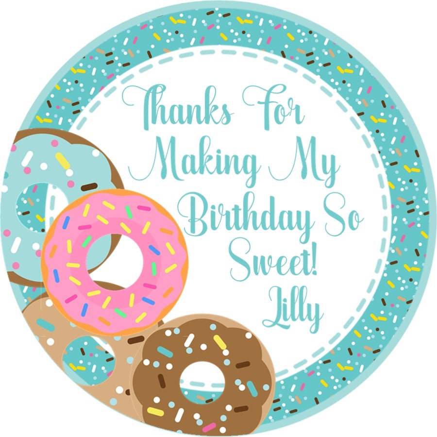 Donut Birthday Party Stickers or Favor Tags Donut Birthday - Etsy