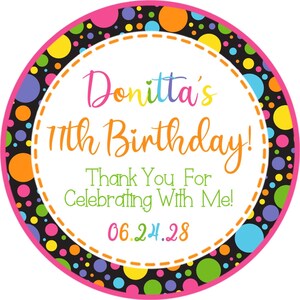 Neon Birthday Party Stickers, Neon Birthday Decorations, Neon Party ...