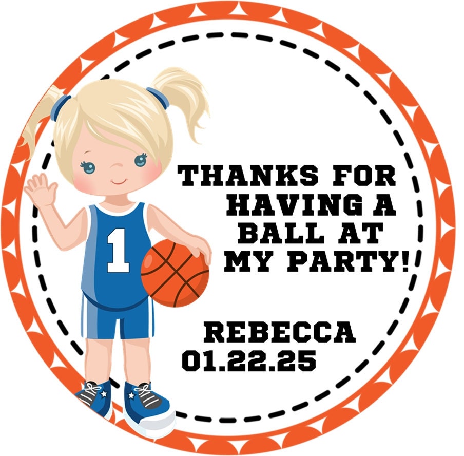 Girls Basketball Birthday Party Stickers Basketball Birthday - Etsy