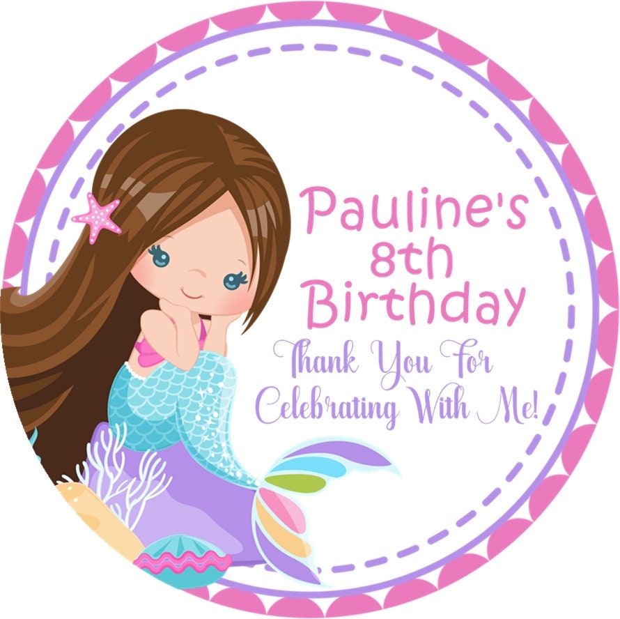 Mermaid Birthday Party Stickers or Favor Tags Mermaid - Etsy