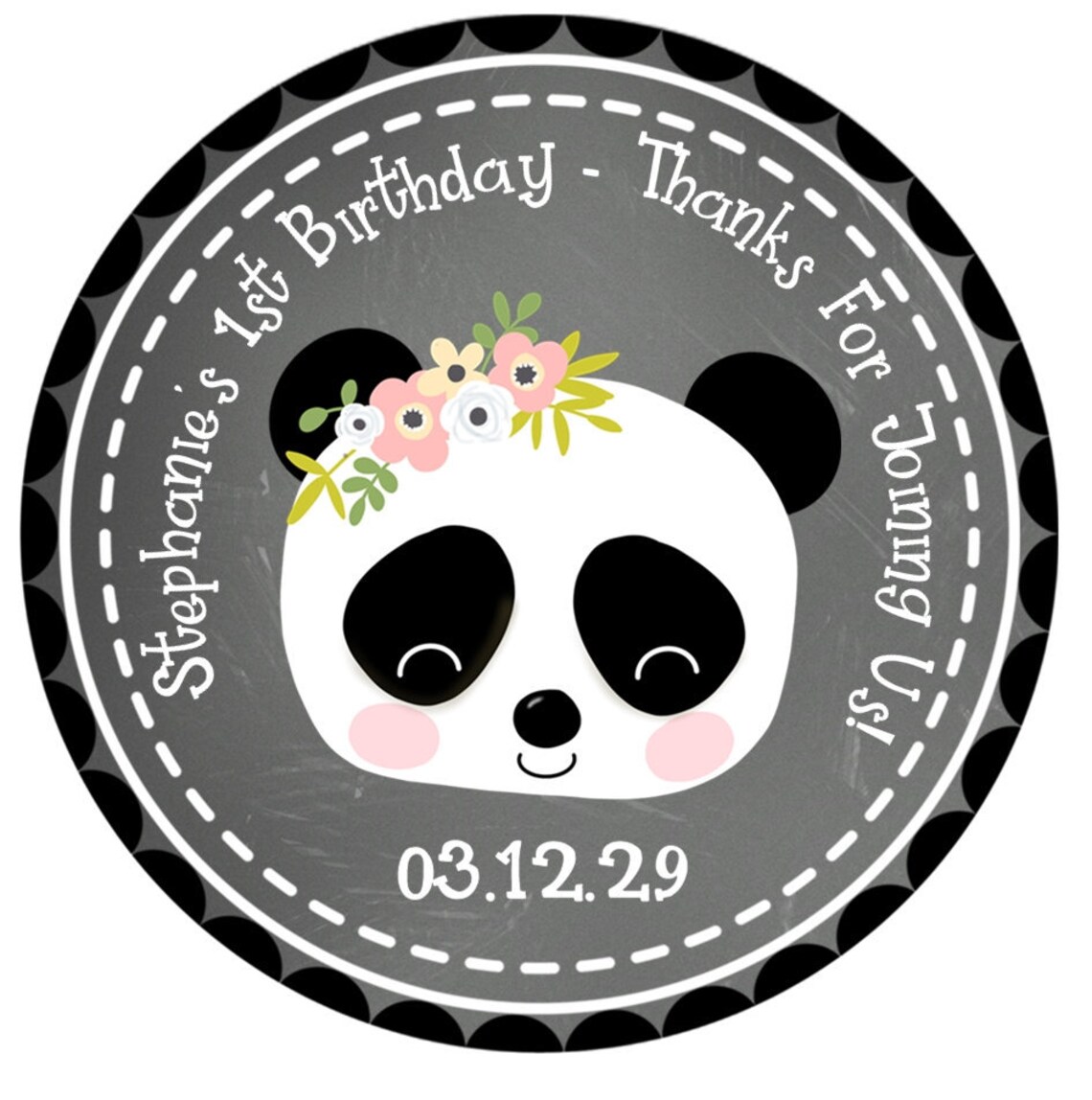 Girls Panda Birthday Party Sticker Labels Personalized Panda | Etsy