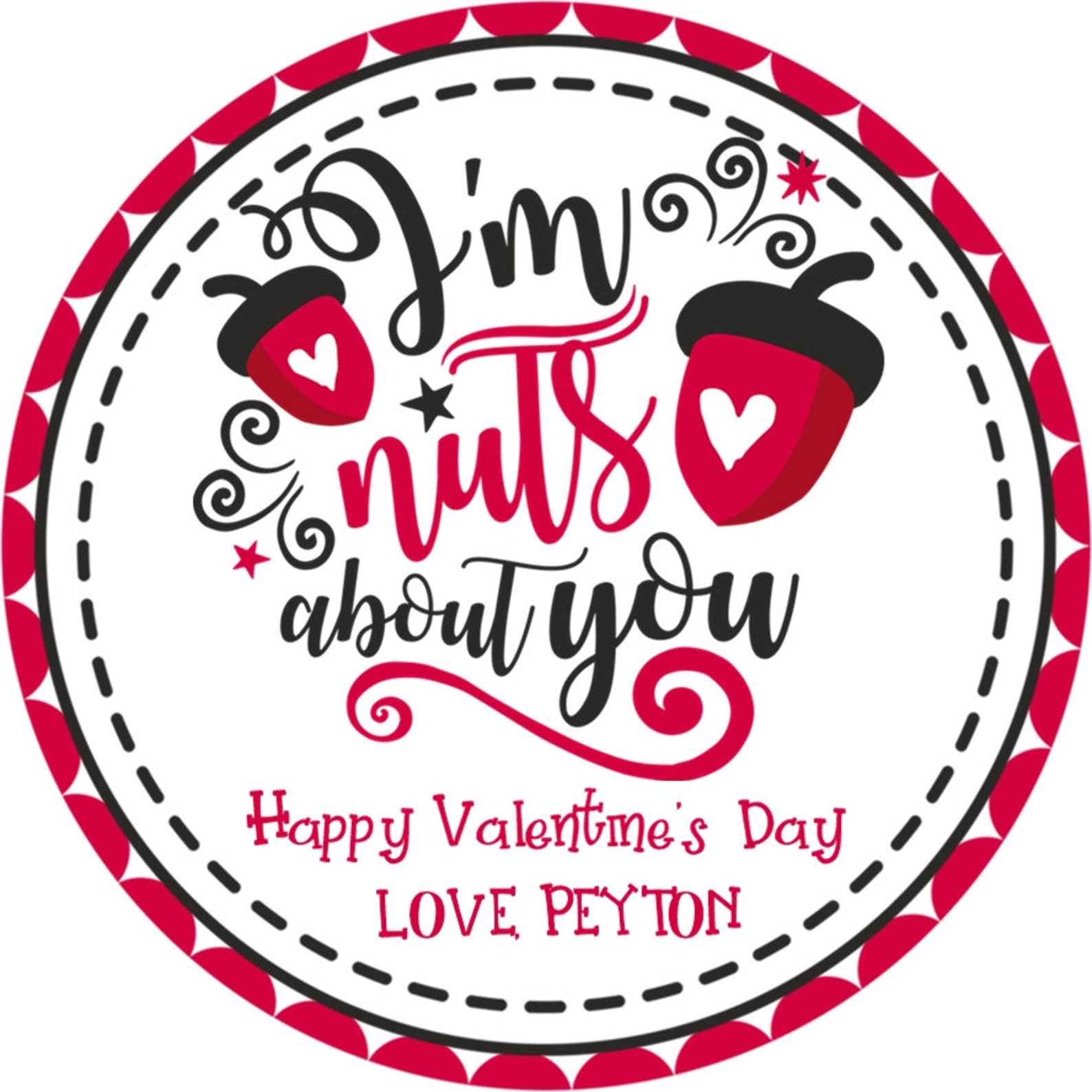 Pink and White I'm Nuts About You Valentine's Day Stickers - Etsy