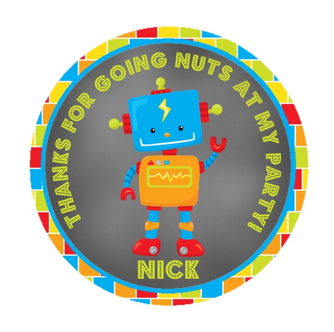 Robot Birthday Party Sticker Labels Robot Party Stickers | Etsy