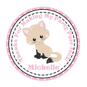 Cat Birthday Party Sticker Labels, Cat Party Stickers, Cat Party ...
