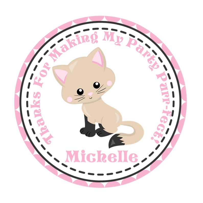 Cat Birthday Party Sticker Labels, Cat Party Stickers, Cat Party ...