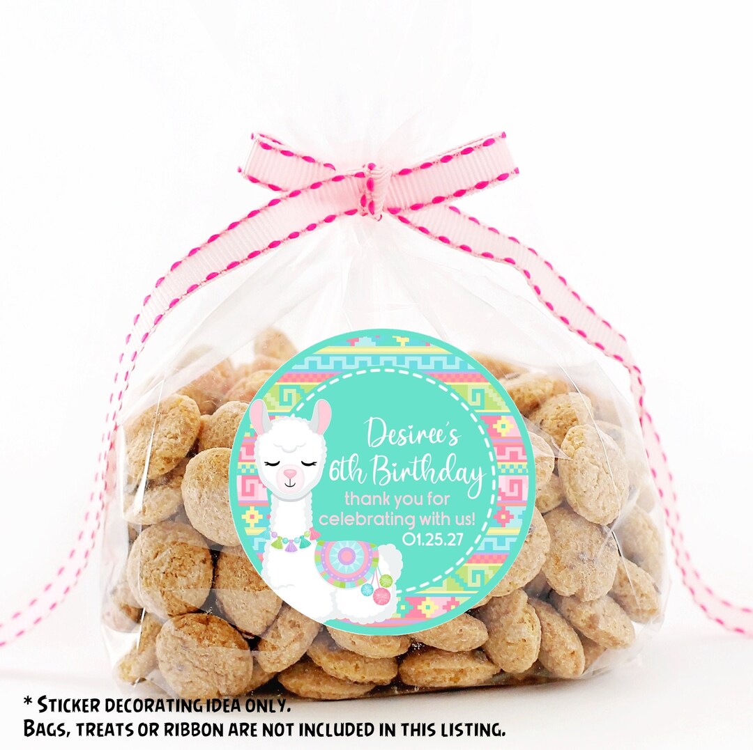 Llama Birthday Party Stickers or Favor Tags, Llama Birthday Decorations ...