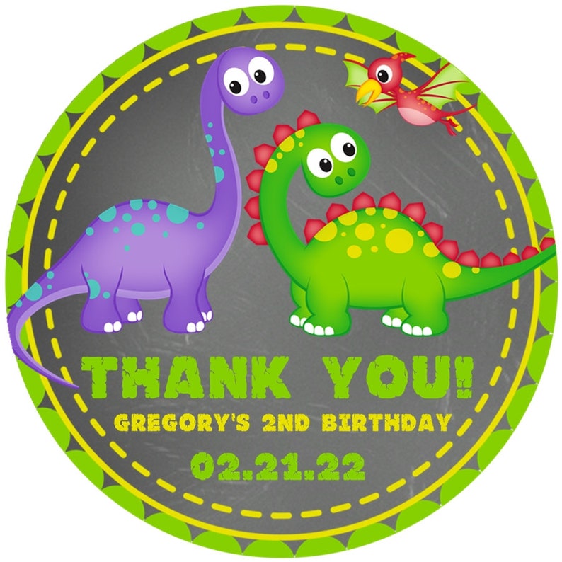 Dinosaur Birthday Party Stickers or Favor Tags Dinosaur - Etsy