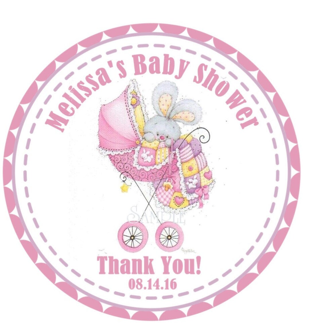 Girls Pink Bunny Baby Shower Sticker Labels Pink Baby | Etsy