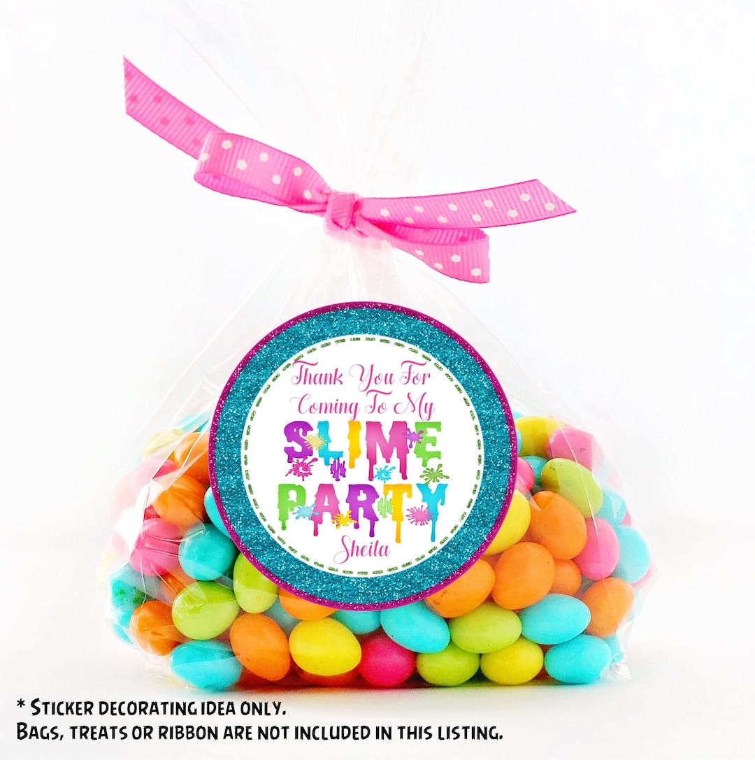 Slime Birthday Party Stickers or Favor Tags, Slime Birthday Decorations ...