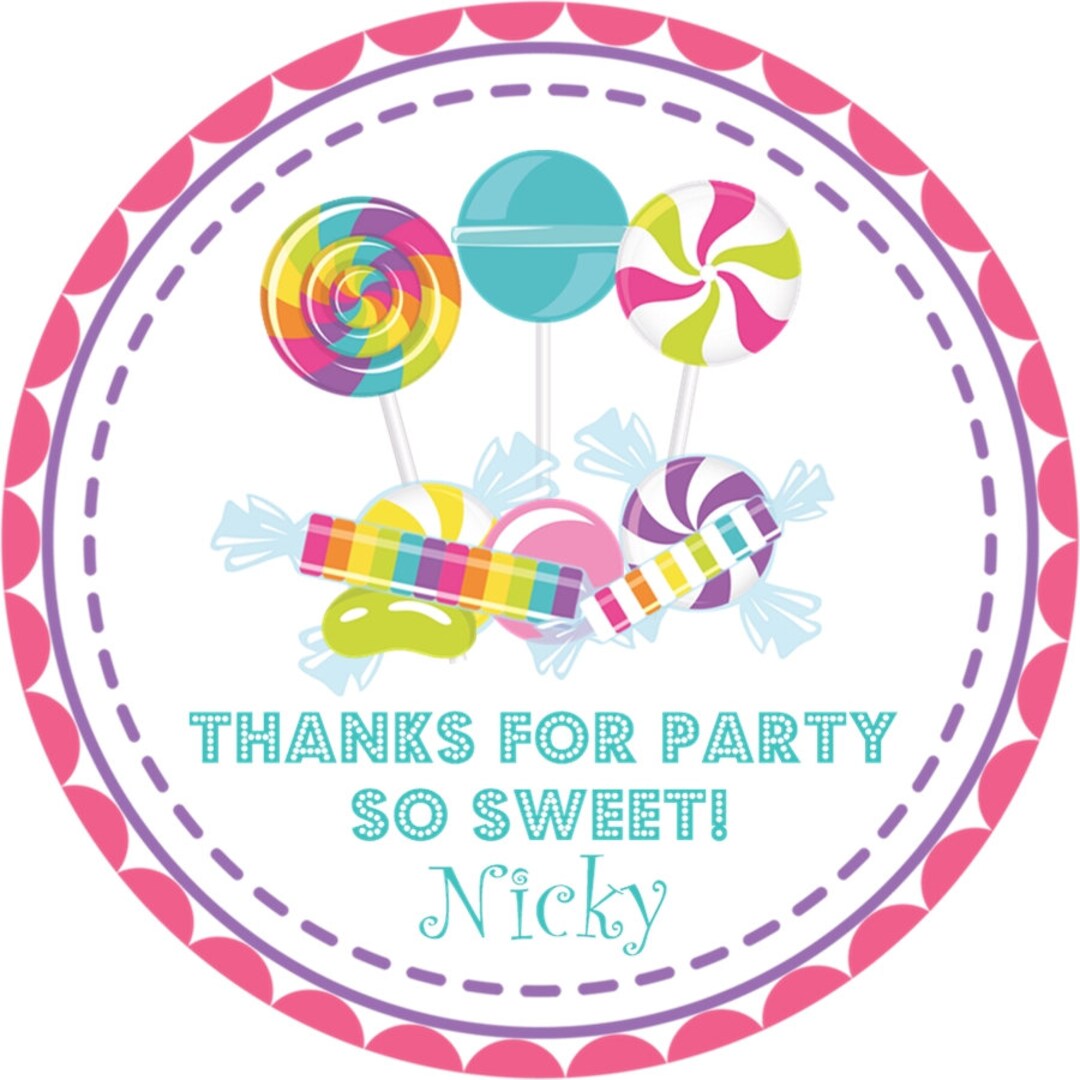 Candy Birthday Party Stickers or Favor Tags, Candy Birthday Party ...