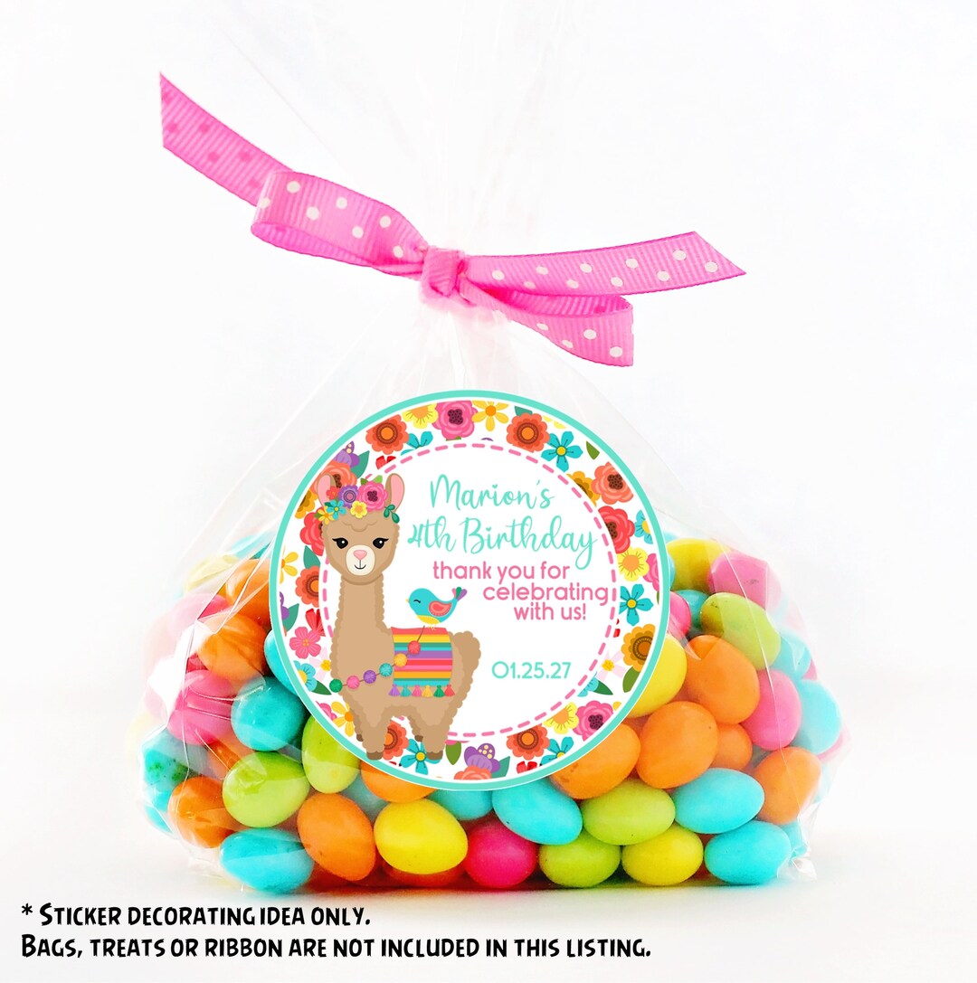 Llama Birthday Party Stickers or Favor Tags, Llama Birthday Decorations ...