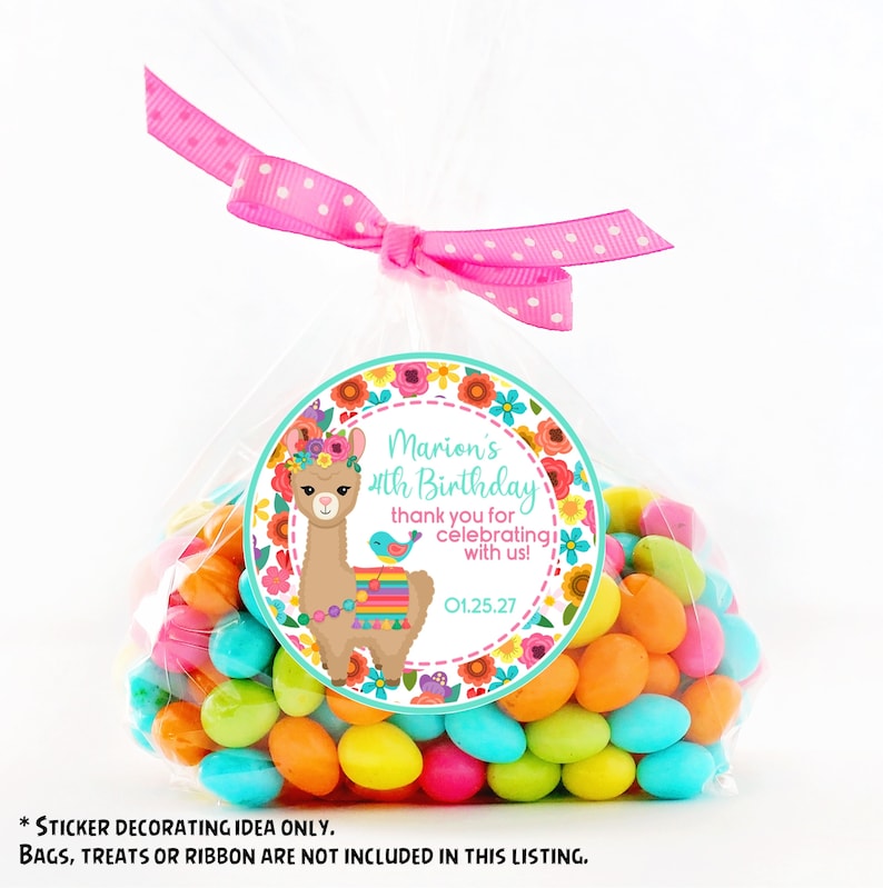 Llama Birthday Party Stickers or Favor Tags, Llama Birthday Decorations ...