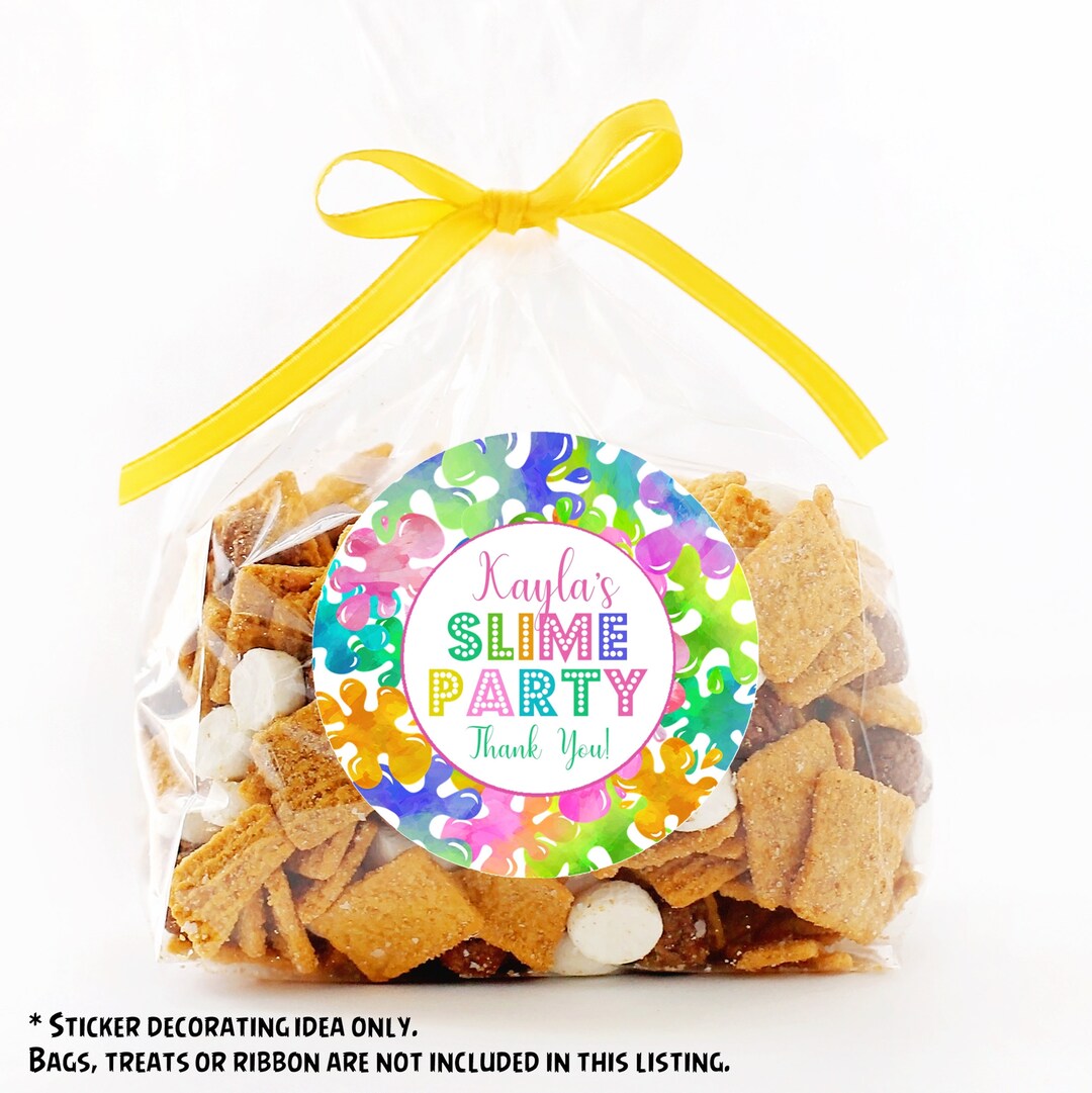 Slime Birthday Party Stickers or Favor Tags, Slime Birthday Decorations ...
