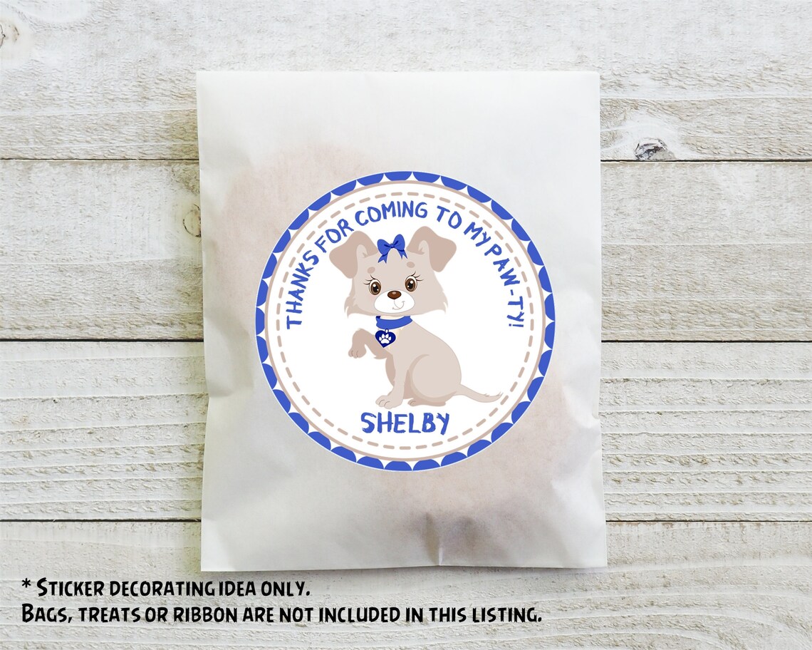 Puppy Dog Birthday Party Sticker Labels, Puppy Dog Party Stickers ...
