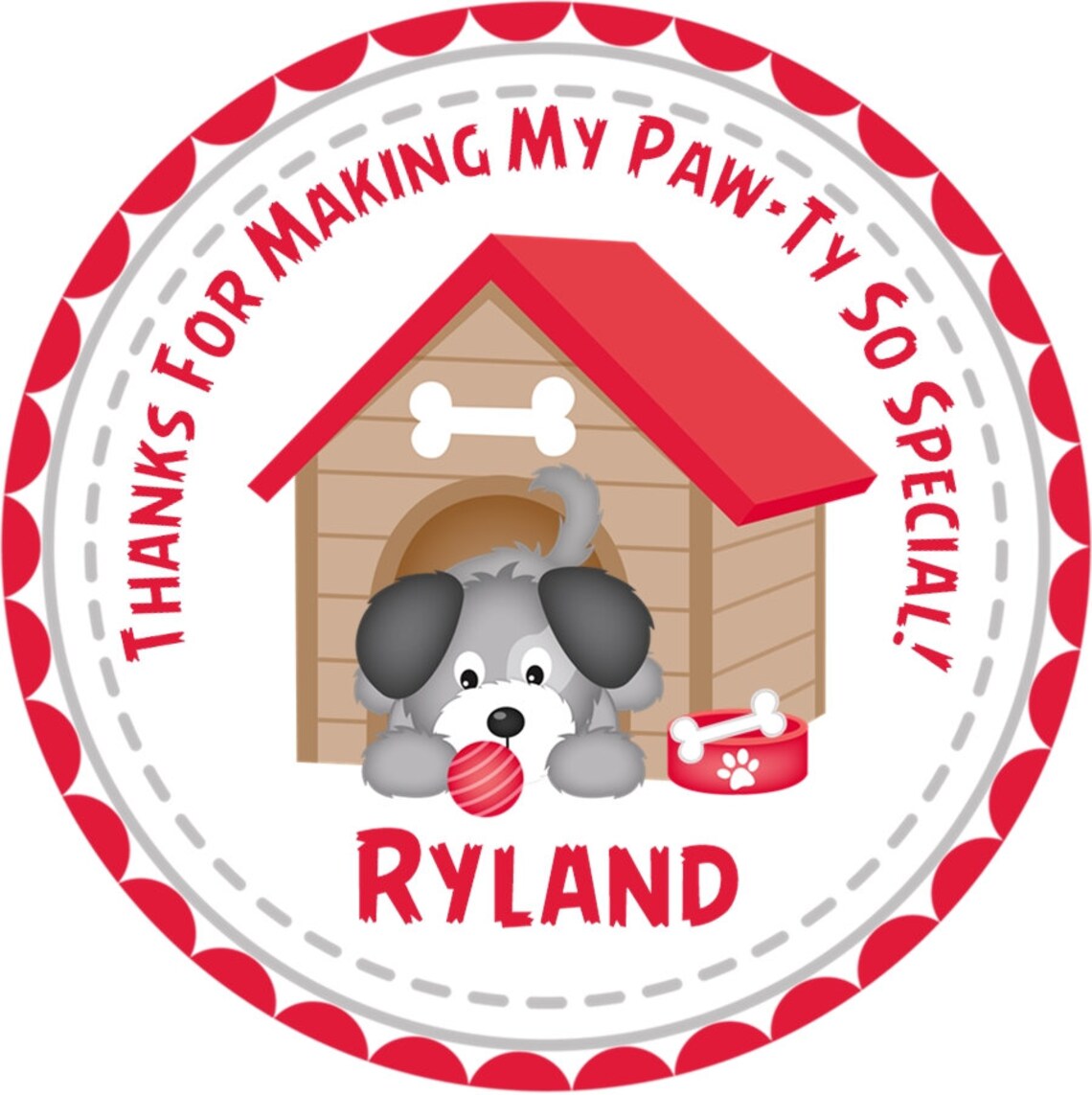 Puppy Dog Birthday Party Sticker Labels, Puppy Dog Party Stickers ...