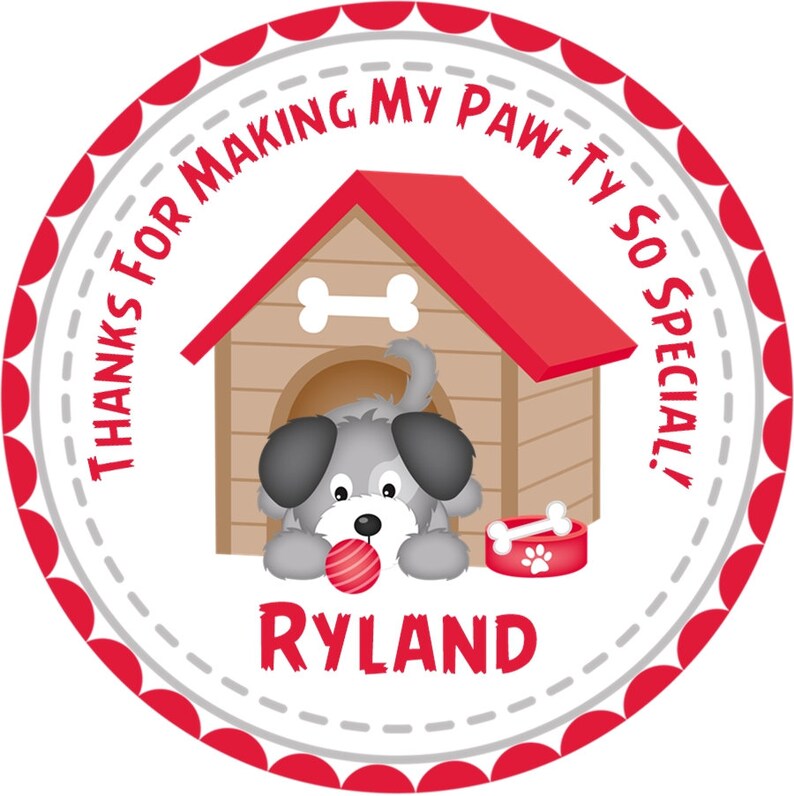 Puppy Dog Birthday Party Sticker Labels Puppy Dog Party - Etsy