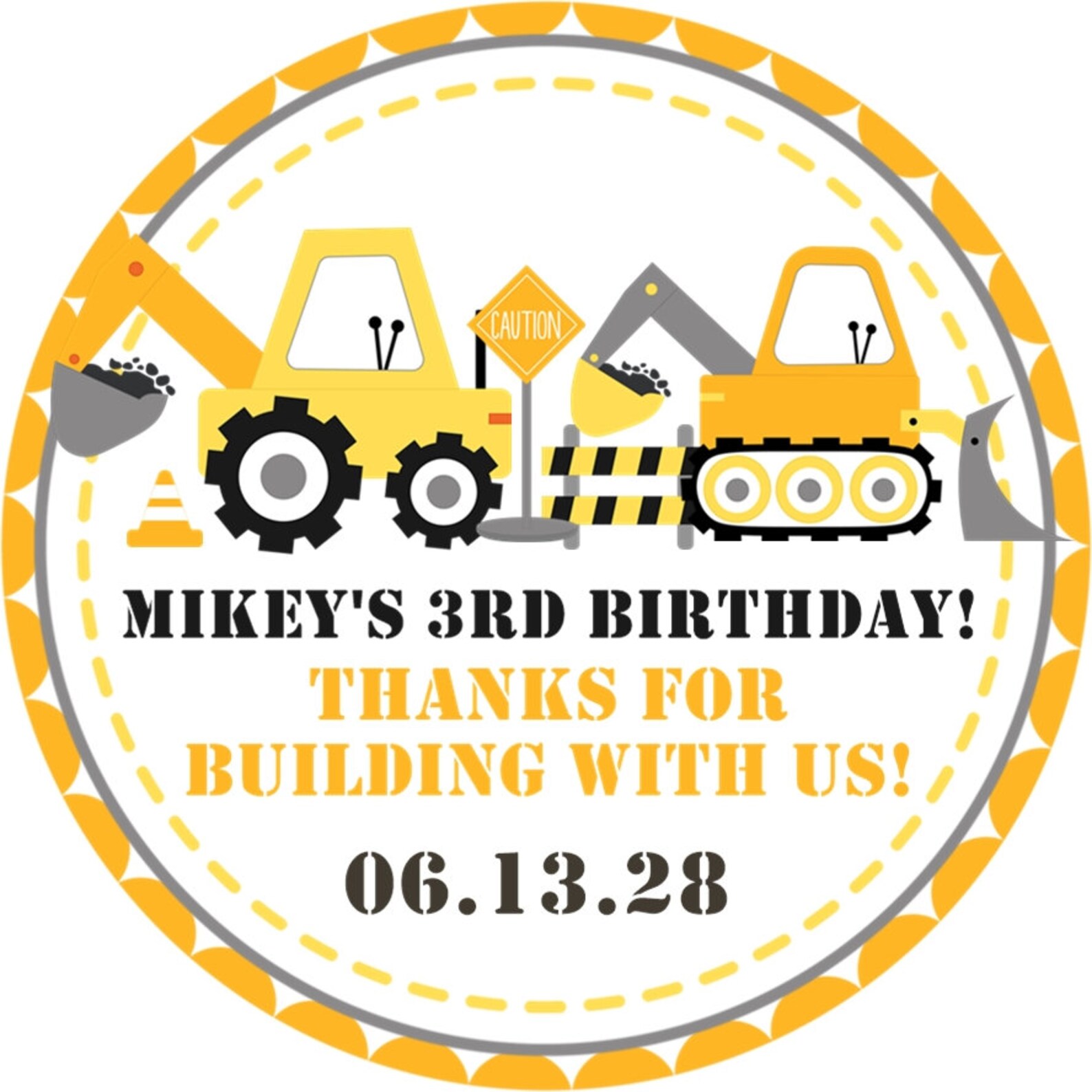 Construction Birthday Party Stickers or Favor Tags - Etsy