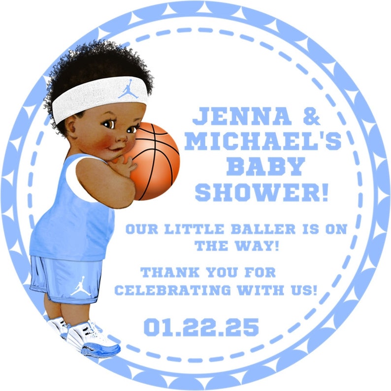 Boys Basketball Baby Shower Stickers Basketball Baby Shower - Etsy