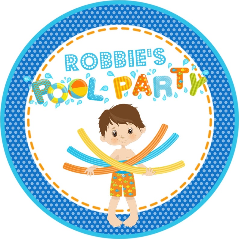 Boys Pool Party Stickers Pool Birthday Party Favor Tags for - Etsy