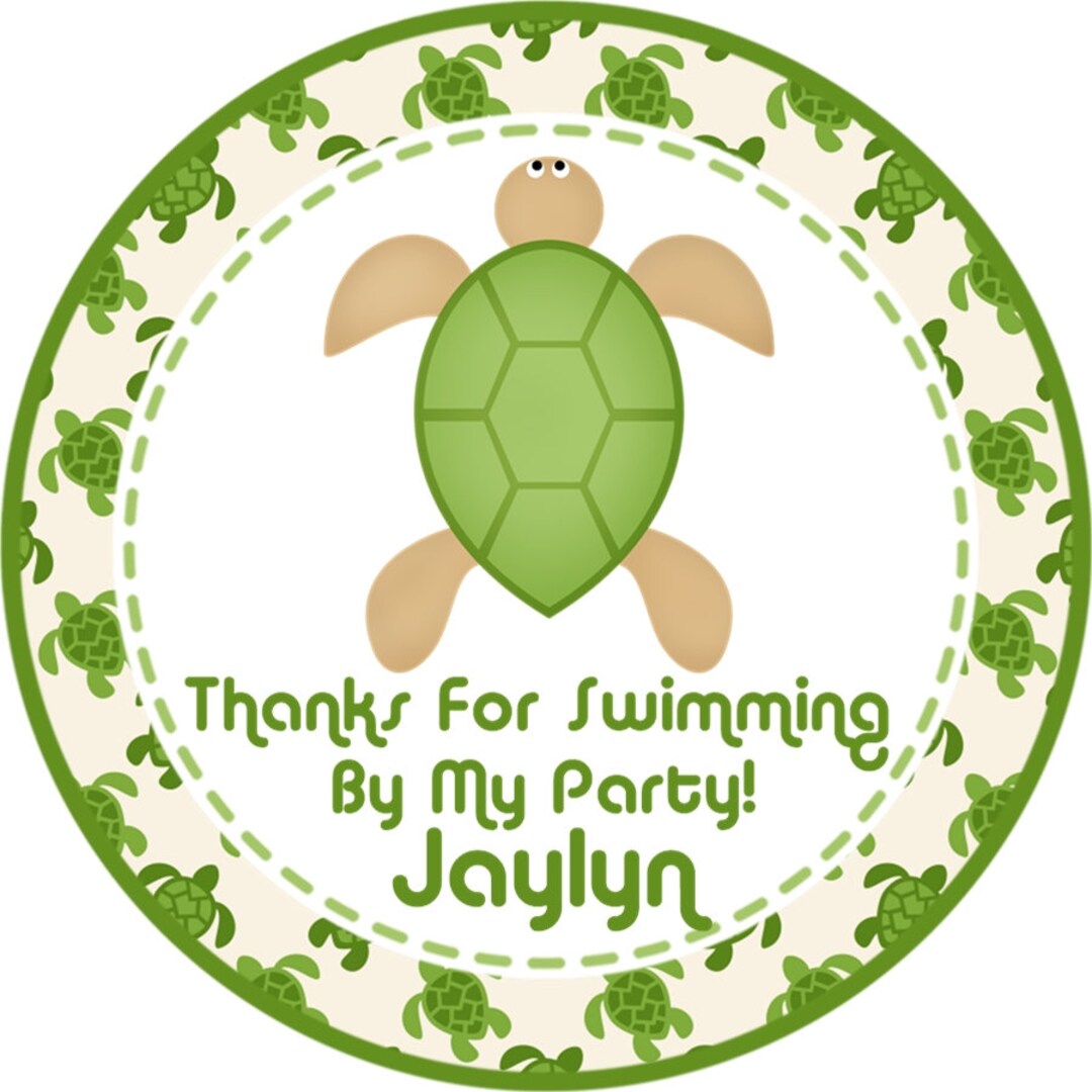 Sea Turtle Beach Party Stickers or Favor Tags, Sea Turtle Beach ...