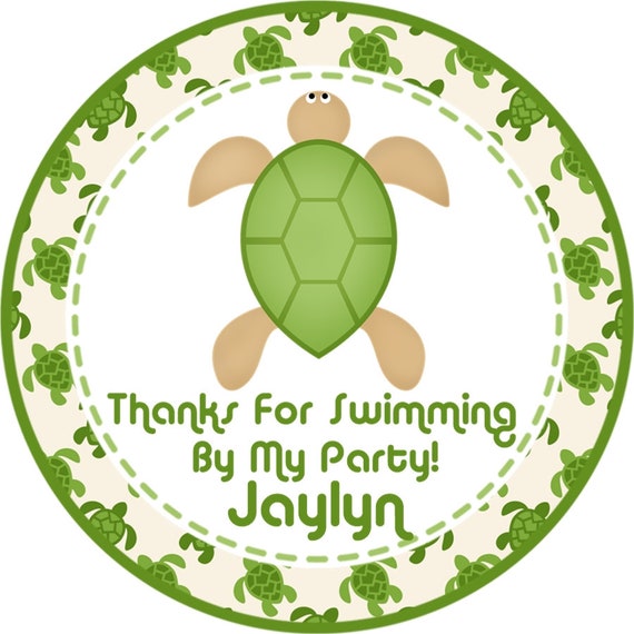 Sea Turtle Beach Party Stickers or Favor Tags Sea Turtle - Etsy