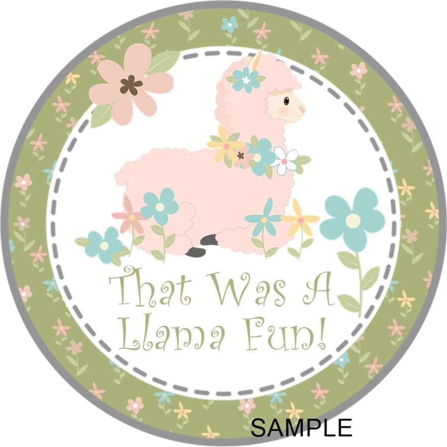 Pink Llama Birthday Party Labels Pink Llama Party Favors | Etsy