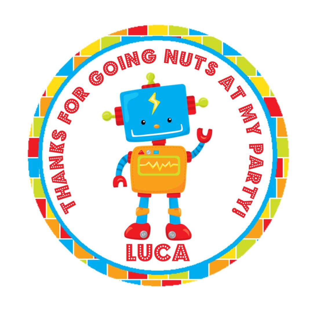 Robot Birthday Party Sticker Labels, Robot Party Stickers, Robot Party ...