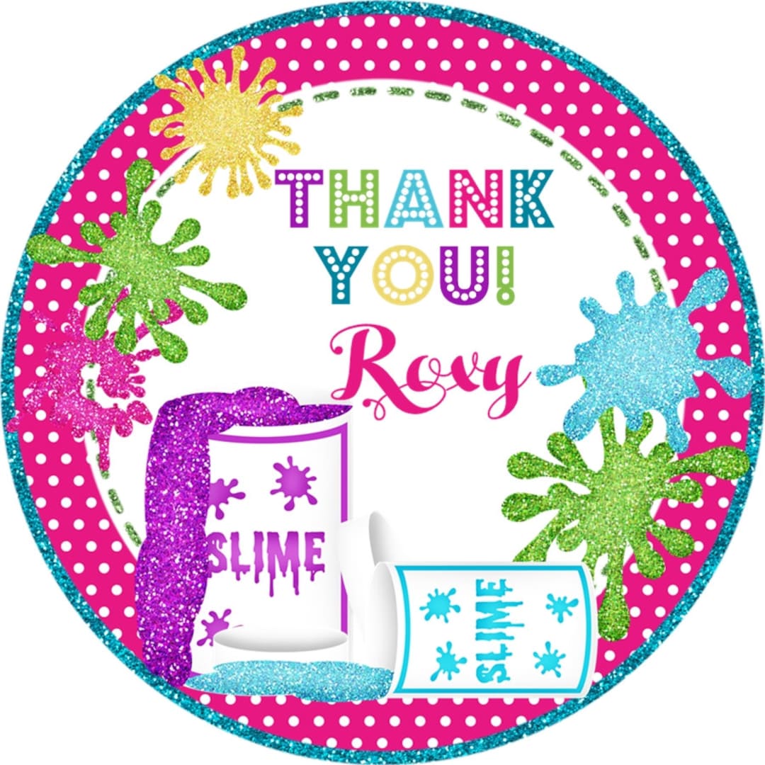 Slime Birthday Party Stickers or Favor Tags, Slime Birthday Decorations ...