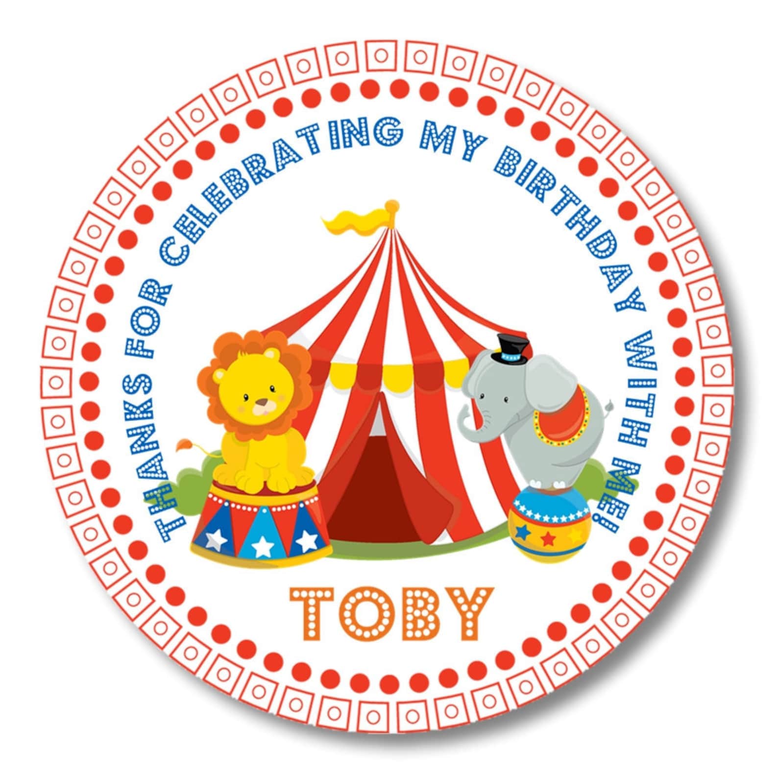 Circus Birthday Party Stickers Circus Party Sticker Favors | Etsy