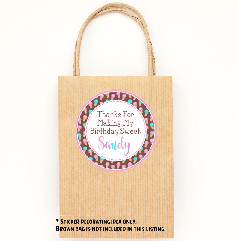 Ice Cream Birthday Party Stickers or Favor Tags, Ice Cream Party Favor ...