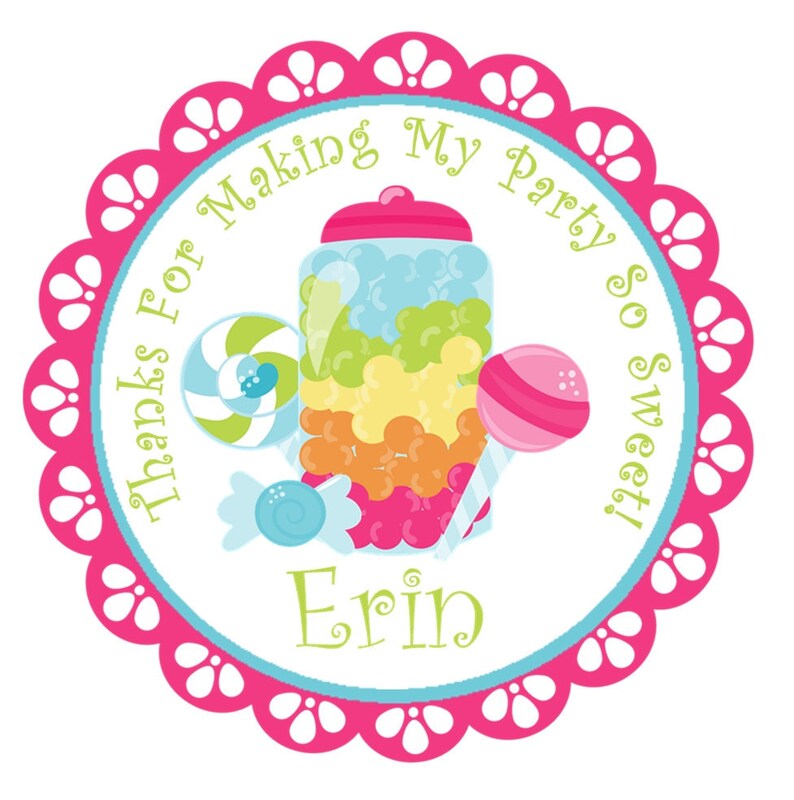 Candy Birthday Party Sticker Labels Candy Party Stickers - Etsy