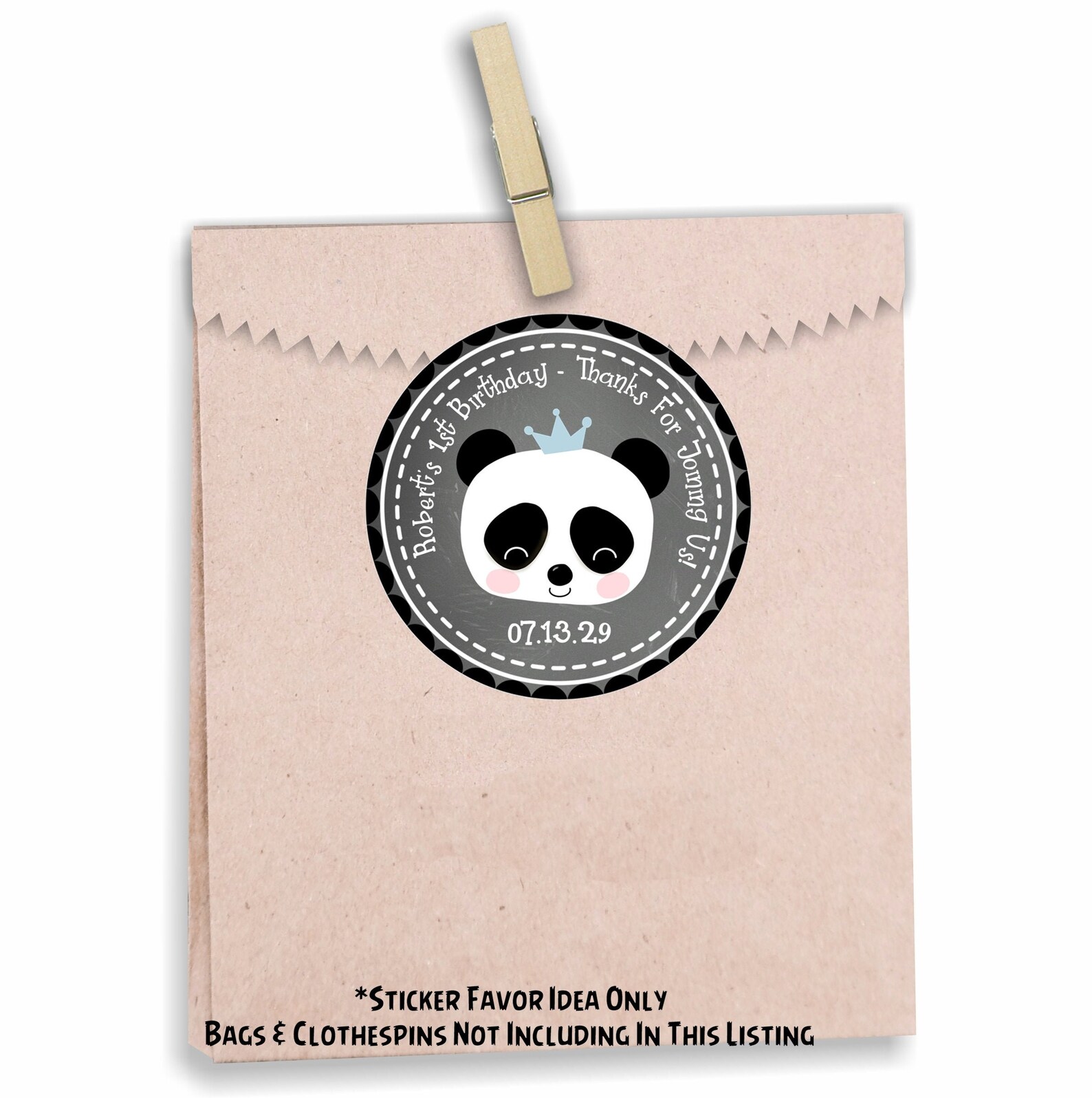 Boys Panda Birthday Party Sticker Labels Personalized Panda - Etsy