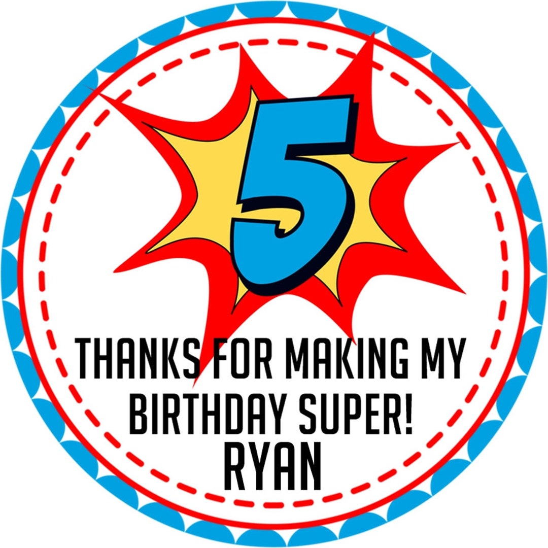 Superhero Birthday Party Stickers or Favor Tags, Superhero Birthday ...