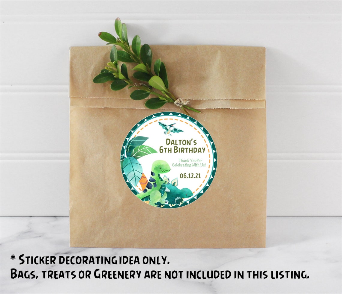 Dinosaur Birthday Party Stickers or Favor Tags Dinosaur Party - Etsy