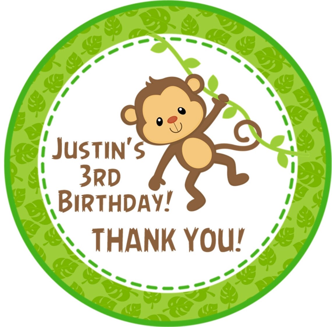 Boys Jungle Monkey Birthday Party Stickers Monkey Birthday | Etsy