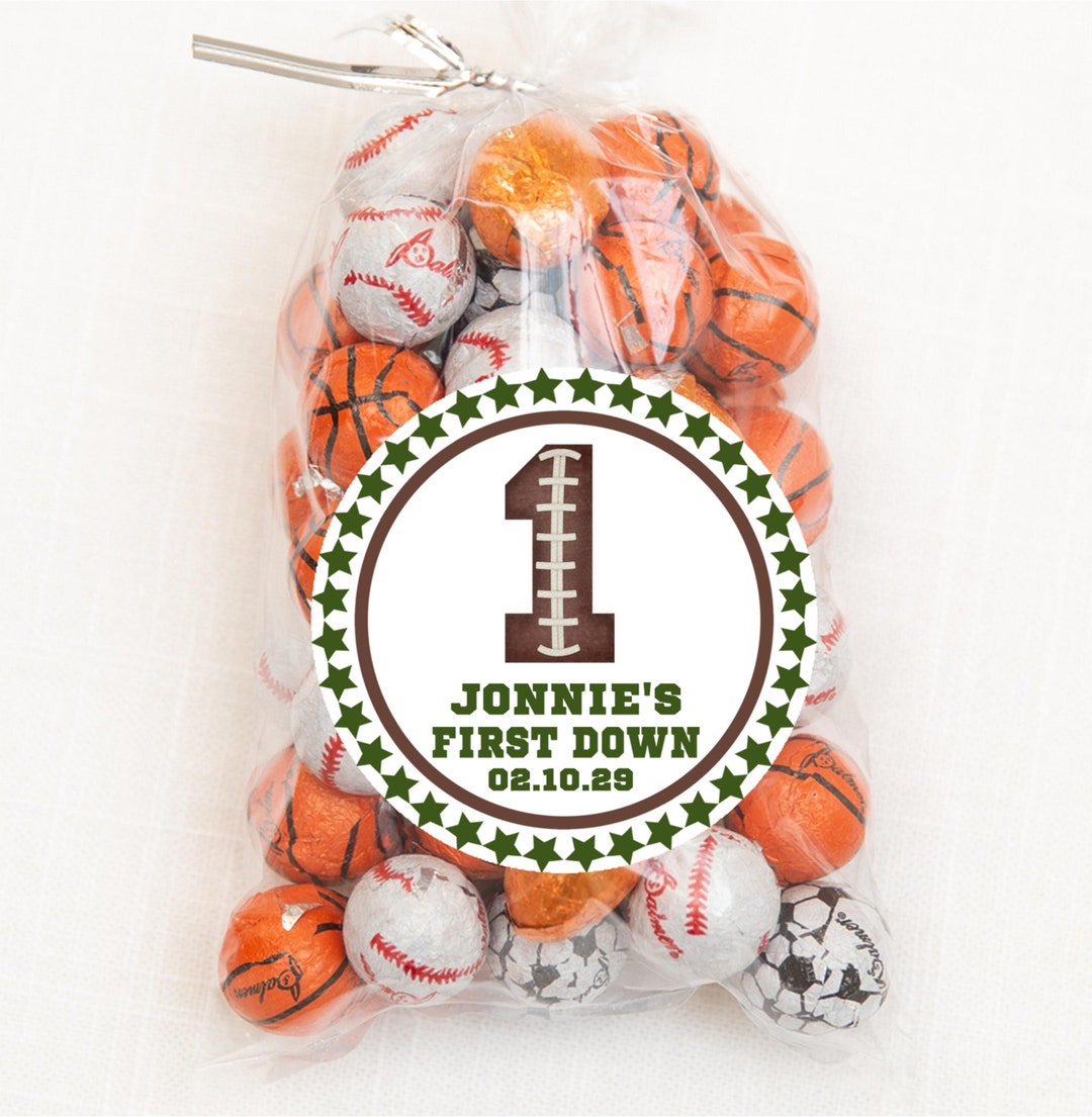 Football 1st Birthday Favor Sticker Labels, Football First Birthday ...