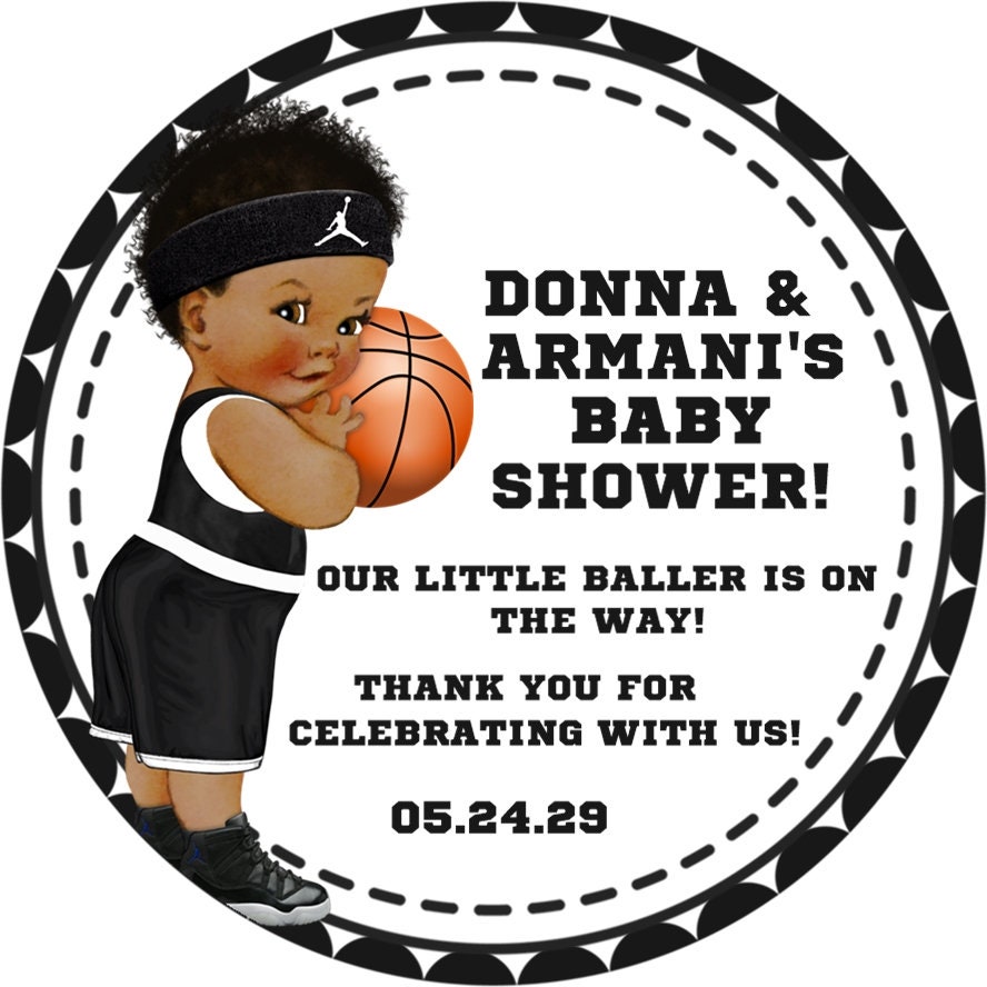Boys Basketball Baby Shower Stickers, Basketball Baby Shower Favor Tags ...