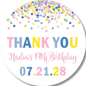Girls Pastel Confetti Birthday Party Stickers or Favor Tags, Pastel ...