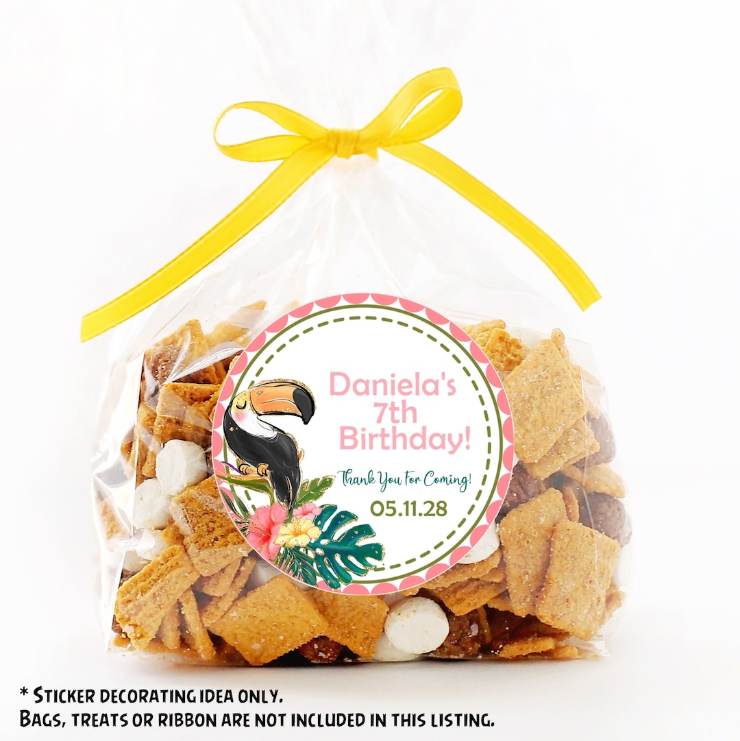 Tropical Toucan Birthday Party Stickers, Tropical Birthday Decorations ...