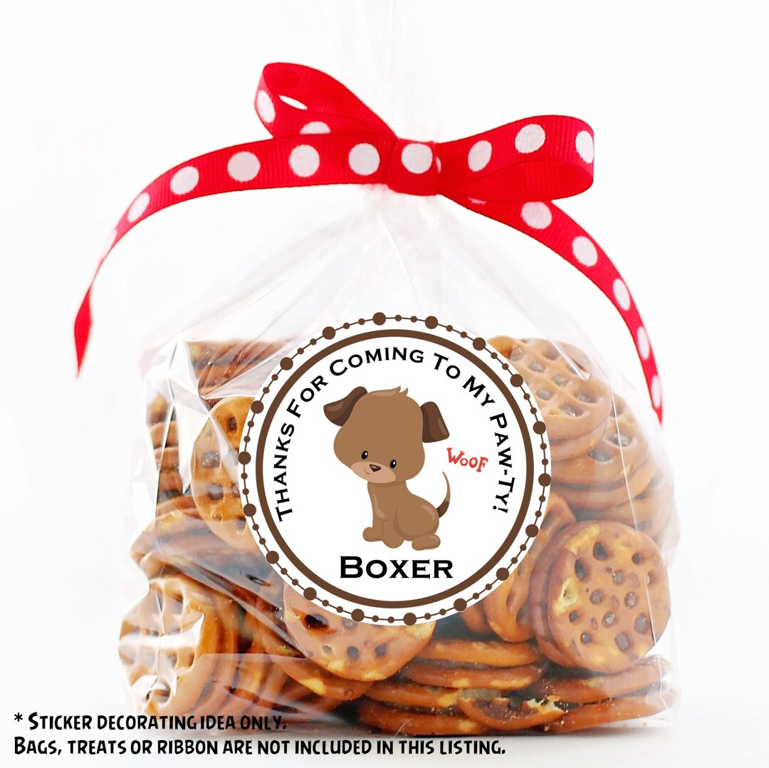 Brown Puppy Dog Birthday Party Sticker Labels, Puppy Dog Party Stickers ...