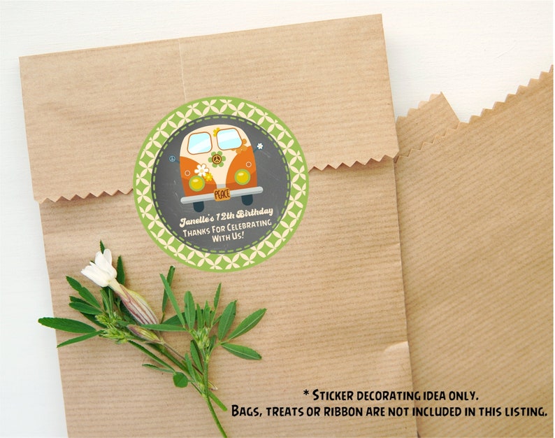 1970's Hippie Birthday Party Stickers 70's Groovy - Etsy