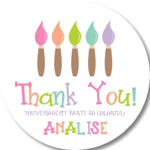 Pastel Art Painting Birthday Party Stickers, Art Party Favor Tags ...