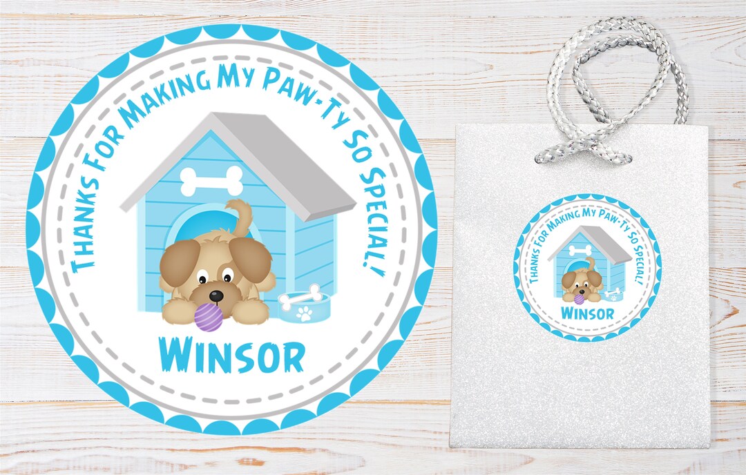 Puppy Dog Birthday Party Sticker Labels, Puppy Dog Party Stickers ...