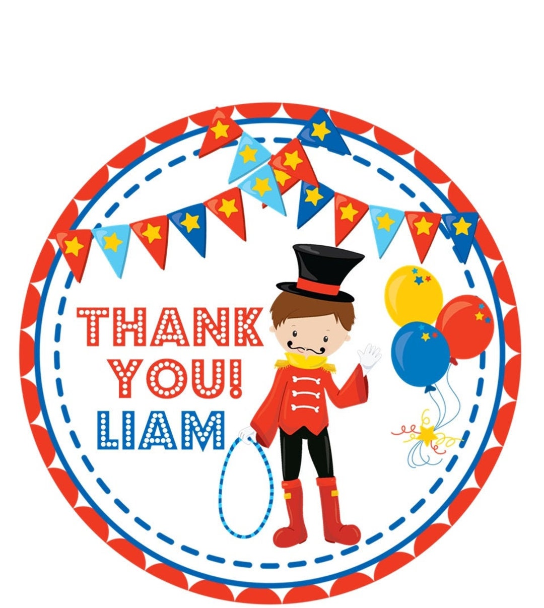 Circus Birthday Party Stickers or Favor Tags, Circus Birthday Decor ...