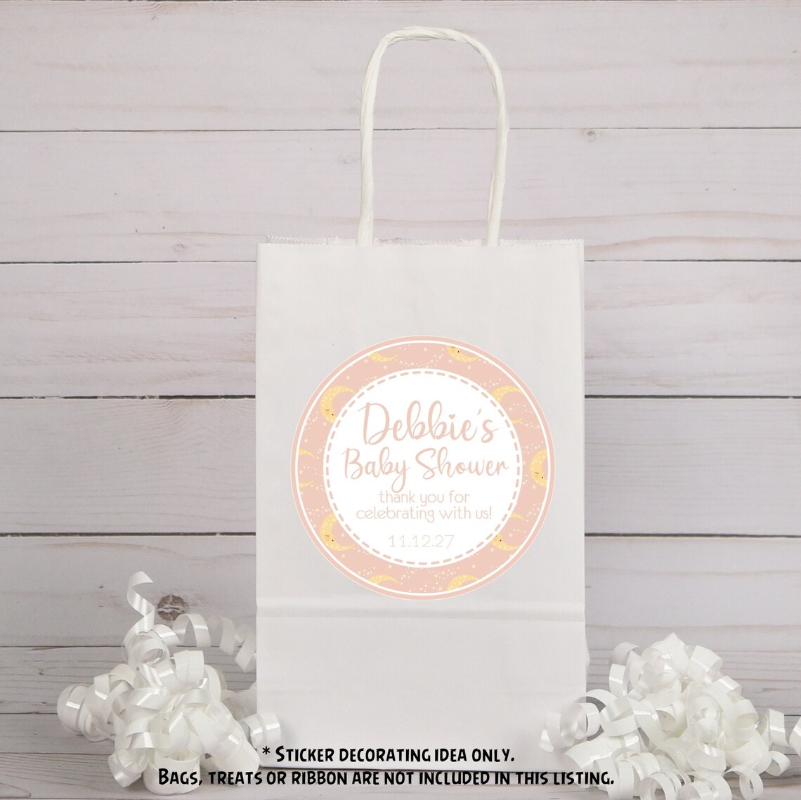 Girls Pink Moon & Stars Baby Shower Stickers or Favor Tags - Etsy