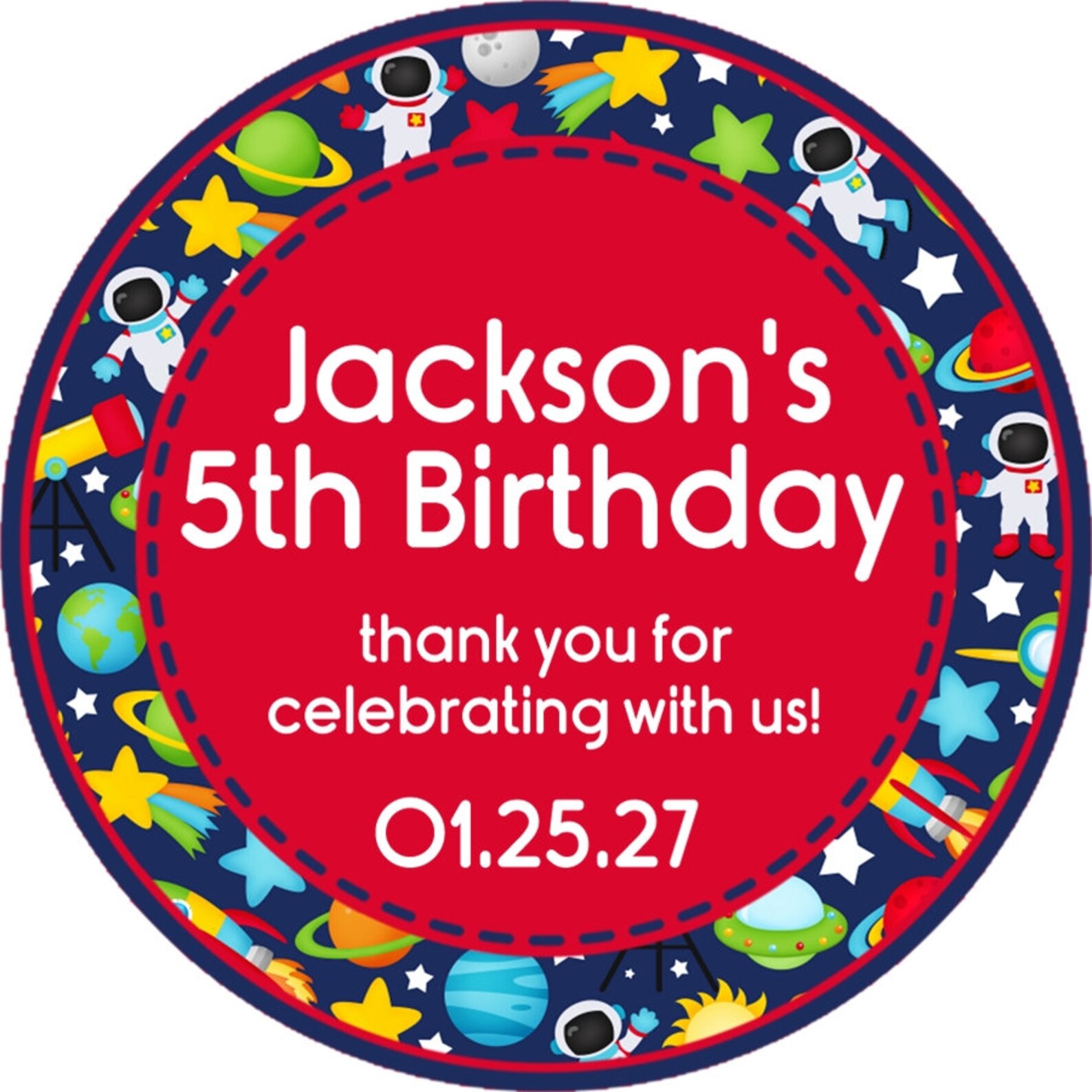 Space Birthday Party Stickers or Favor Tags, Space Birthday Decorations ...