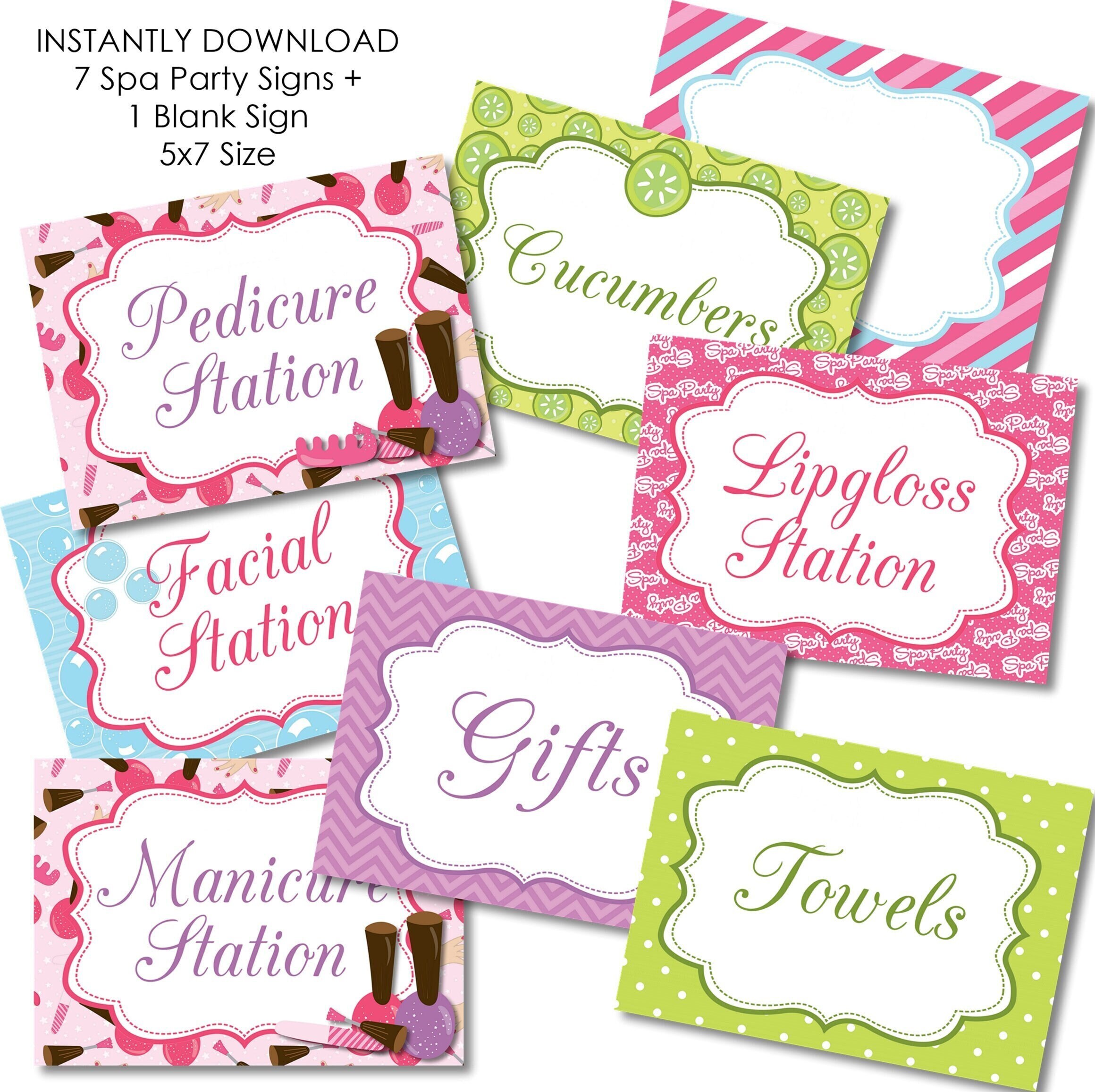 INSTANT DOWNLOAD 7 Spa Birthday Party Signs - Etsy