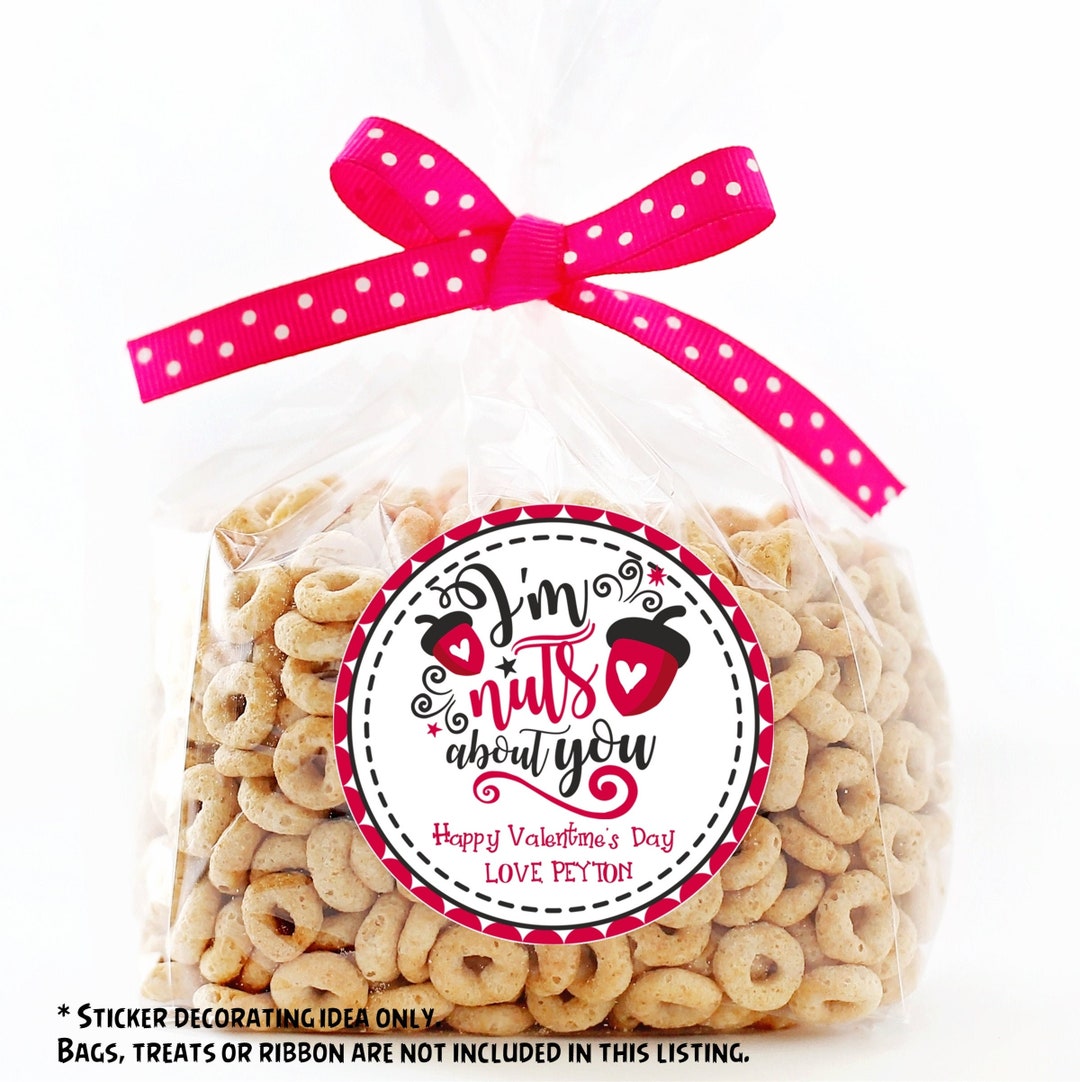 Pink and White I'm Nuts About You Valentine's Day Stickers - Etsy