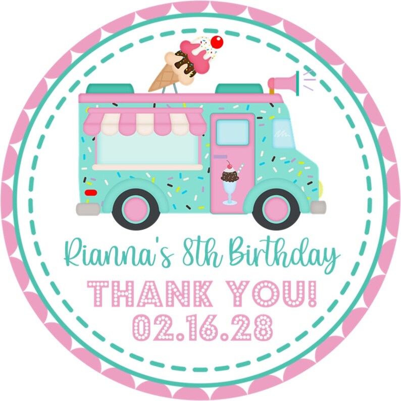 Ice Cream Birthday Party Stickers or Favor Tags Ice Cream - Etsy